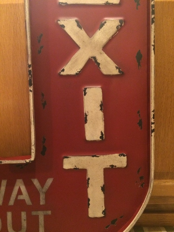 EXIT WAY OUT 32" Metal Red Arrow Sign Theater Garage Vintage Style Wall ...