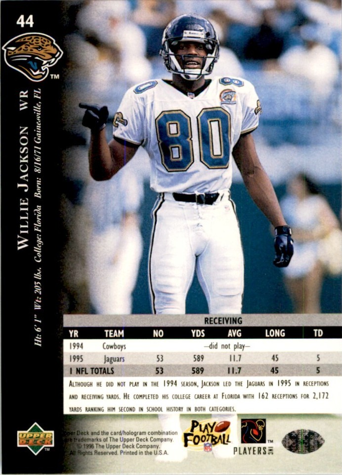 1996 Upper Deck Willie Jackson . Jacksonville Jaguars #44 | eBay