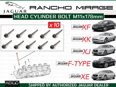 JAGUAR HEAD CYLINDER BOLT M11x178mm x10 XK XF XJ F-TYPE XE AJ812892 OEM ...