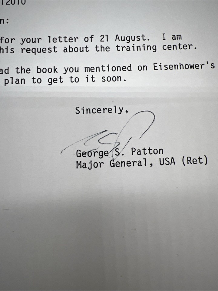 Lot Of 7US Army Major General George S Patton IV Papers Autographed ...