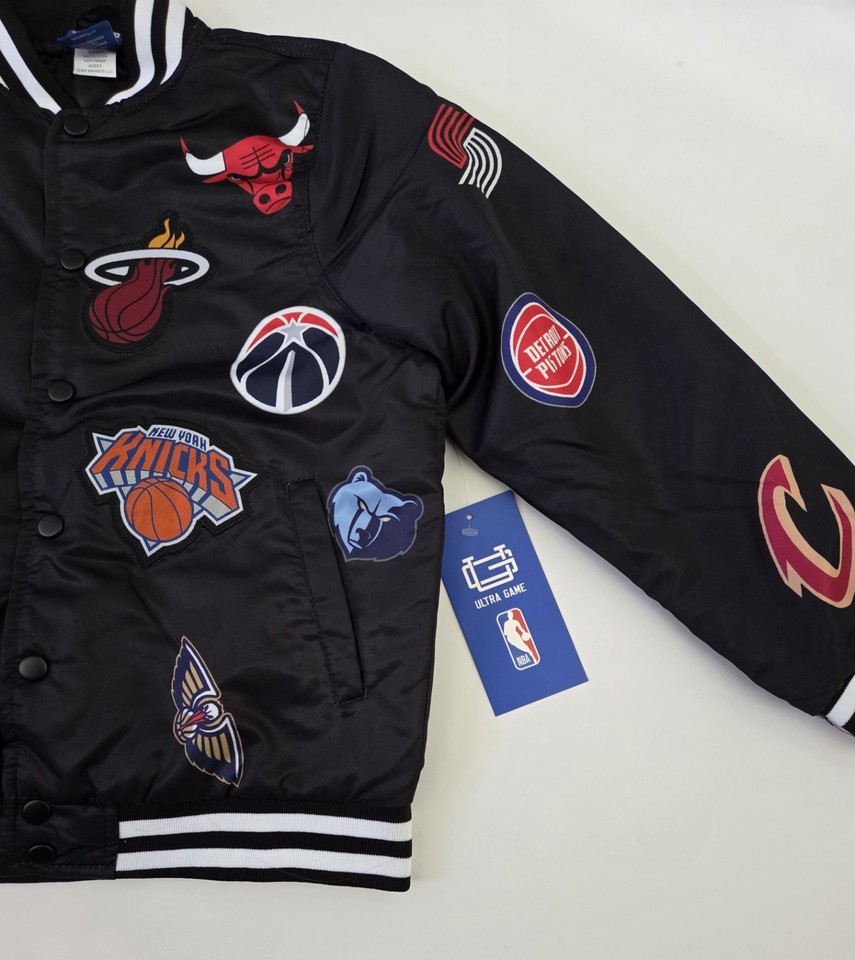 NWT NBA Ultra Game Varsity Team Logo Bomber Jacket 14-16 Youth NBA ...