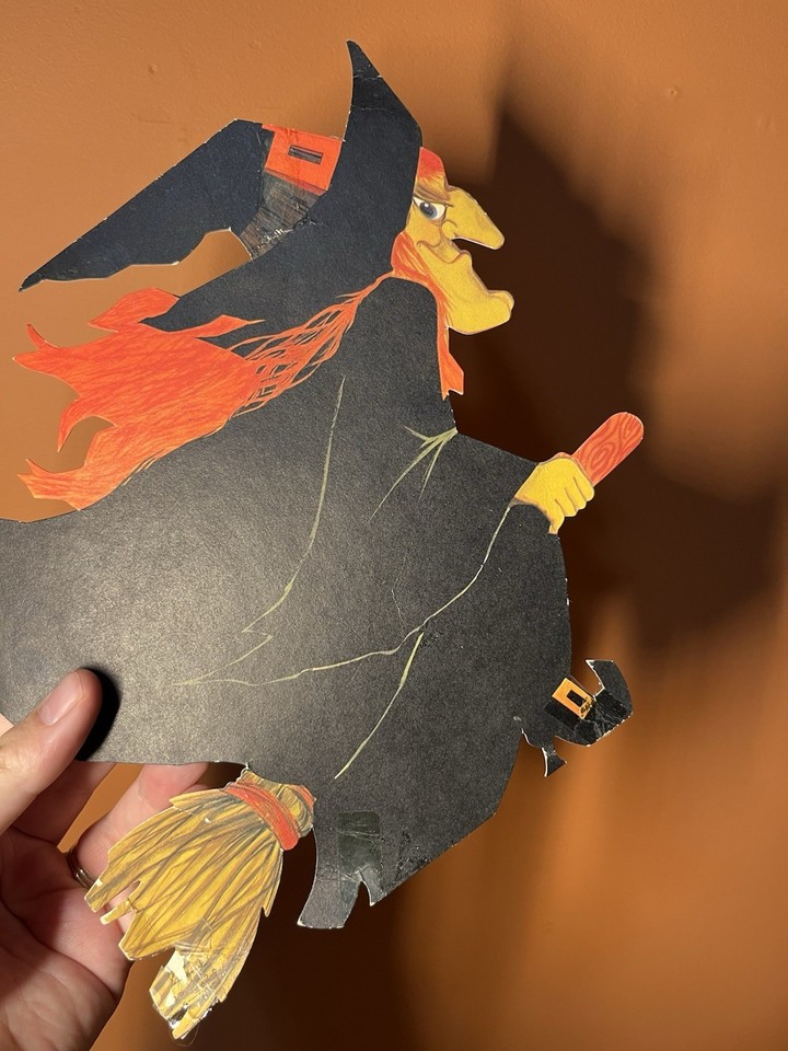 Vintage Halloween Witch Cutout Decoration Hallmark As-Is Paper Die Cut ...