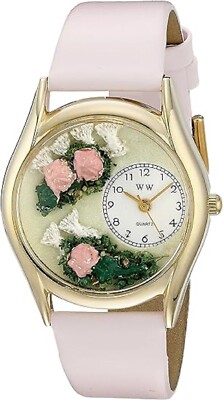 Whimsical Watches Women's C1210005 Classic Gold Roses White Leather ...
