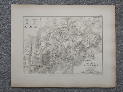 1850 Antique Map of the Battle of Fleurus, France. June 1794 | eBay UK