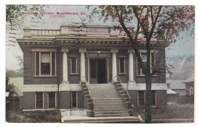 1908 BEARDSTOWN ILLINOIS CARNEGIE LIBRARY VINTAGE POSTCARD IL ...