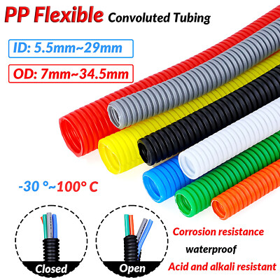 PP Conduit Open & Closed Flexible Cable Tidy Tube Convoluted Protection ...