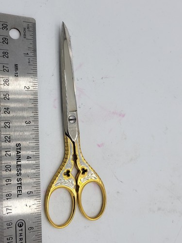 used-Vintage W German Steel Scissors Solingen Sewing Gold Tone Handle 6 ...