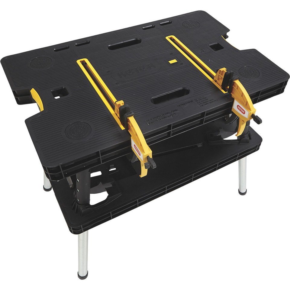 Keter Folding Work Table with Two Adjustable Clamps, 1000-Lb. Capacity ...