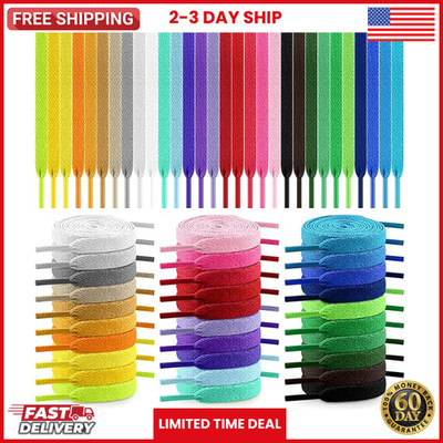 30 Pairs 54″ Athletic Shoe Laces 30 Colors Flat Sneaker Shoelaces Bulk ...
