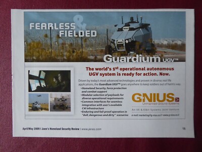 4/2009 PUB IAI ELBIT G-NIUS UNMANNED GROUD SYSTEMS UGV GUARDIUM ...