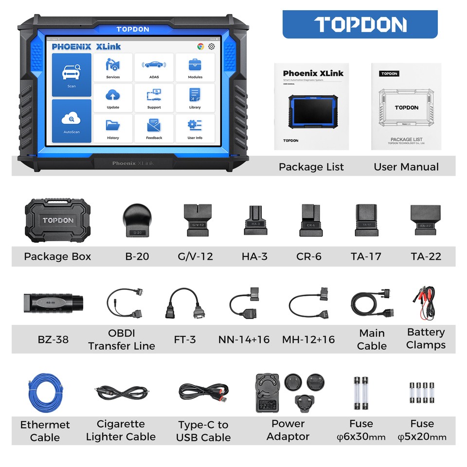 TOPDON Phoenix XLink Car Advanced Diagnostic Scanner Tool Reprogramming ...