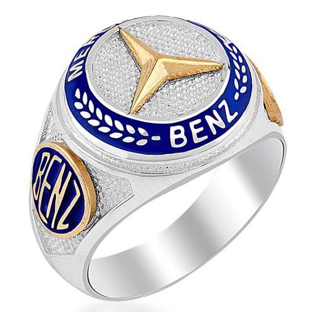 Solid 925 Sterling Silver Mercedes Benz Men's Ring | eBay