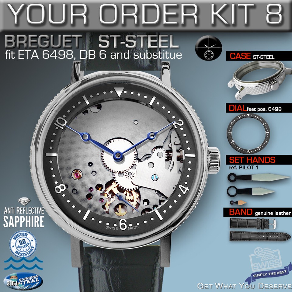 DO IT YOUR SELF KITS - BREGUET CASE style for ETA 6497, 6498, DB6, DB9 ...