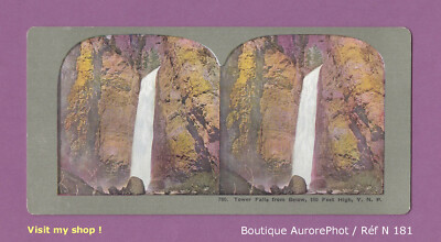 STÉREO VIEW COLOR, USA, TOWER FALLS FROM BELOW, 1900 -N181 | eBay