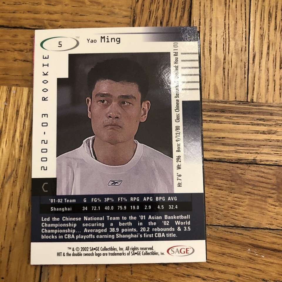 2002 Sage HIT #5 Yao Ming rookie card Rockets | eBay