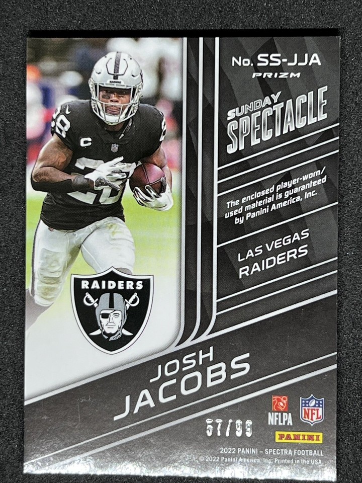 2022 Panini Spectra Football Rookie Patch Josh Jacobs 57 /99 SS-JJA | eBay