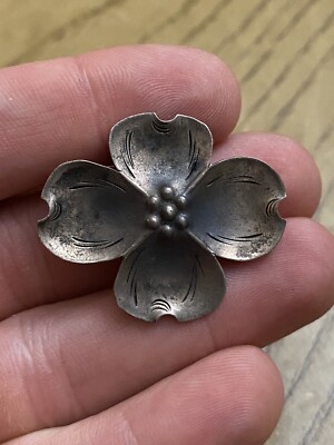 Vintage Stuart NYE dogwood Floral sterling silver 925 Signed brooch pin ...