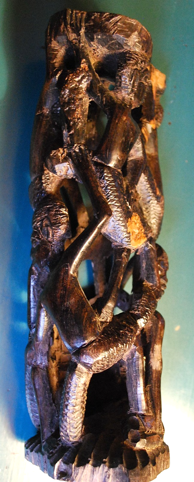 Vtg MAKONDE African TREE OF LIFE Ancestor Family Hand Carved EBONY WOOD ...