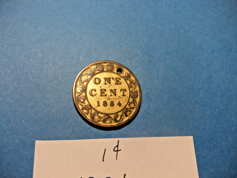 1884 Canada 1 Cent Large Coin - Appears Gold Wash - with Hole/Pendant ...
