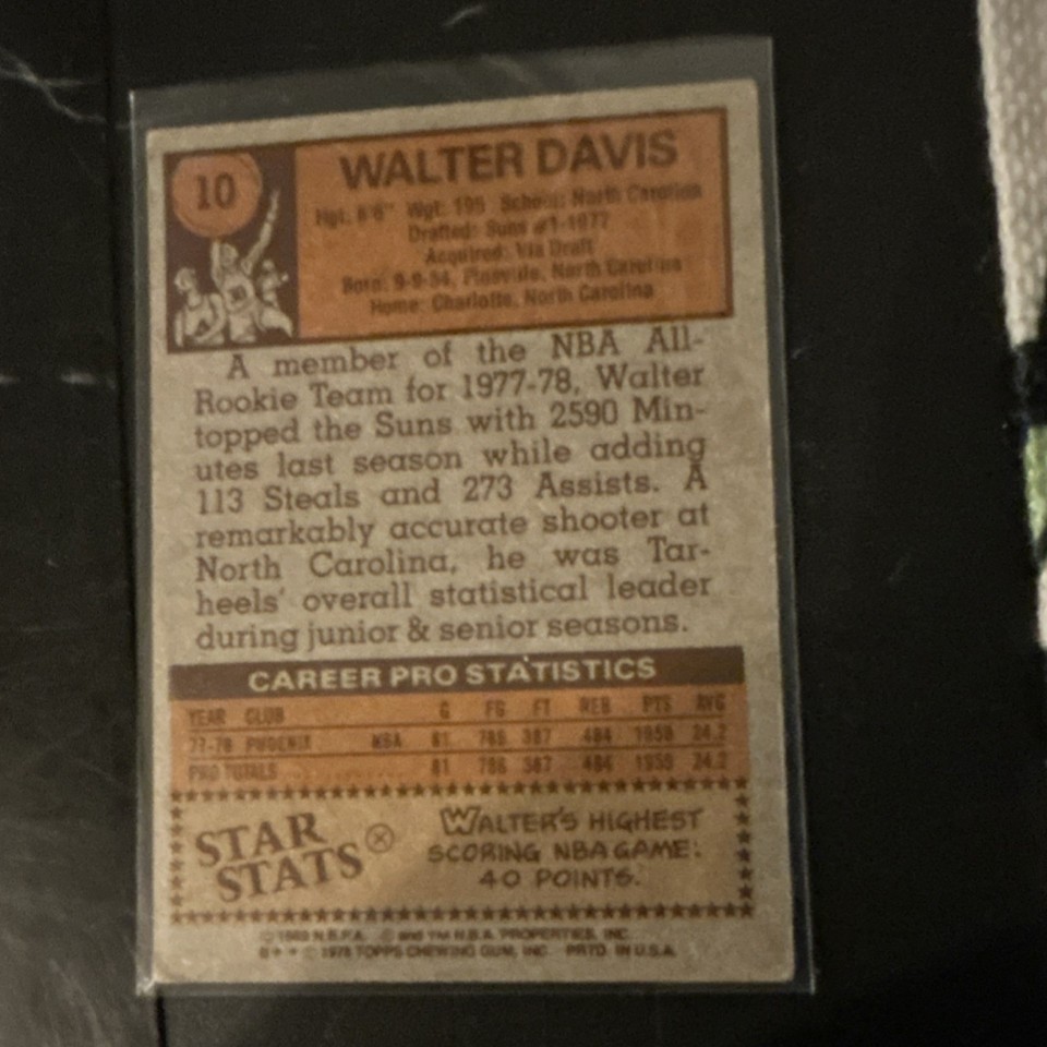 1978-79 Topps - Walter Davis #10 Phoenix Suns 2nd Team All-Star ...