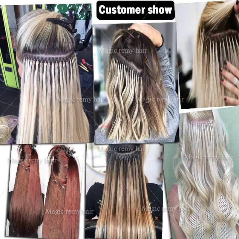 16''-24'' Blending Micro Beads Ring Loop Human Remy Hair Extensions 1g ...