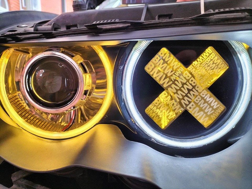 BMW E46 running lights decorative crosses for headlights style 2pc | eBay