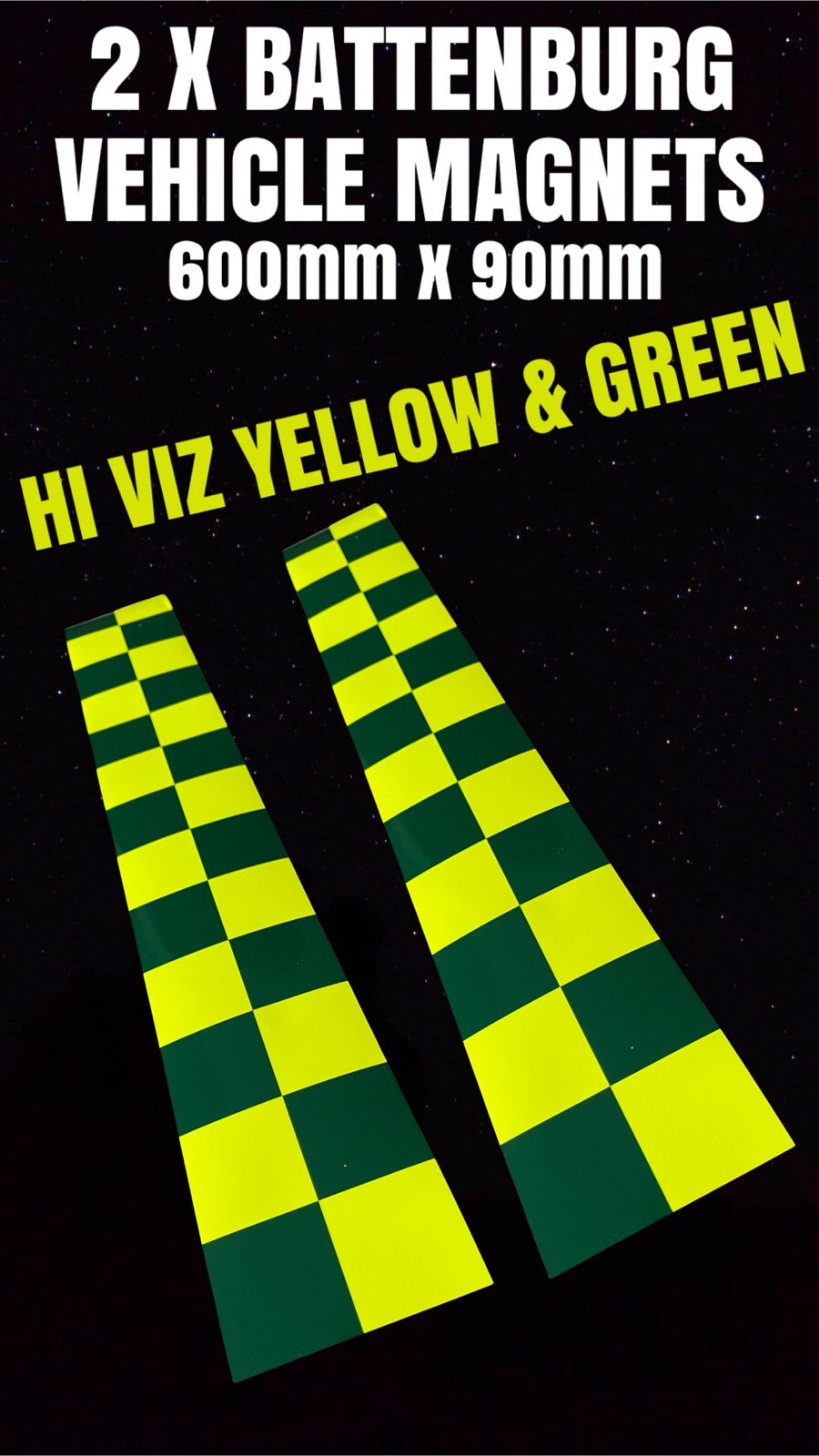 2 X MAGNETIC Battenburg Green & Dayglo Yellow Ambulance Medic Vehicle ...