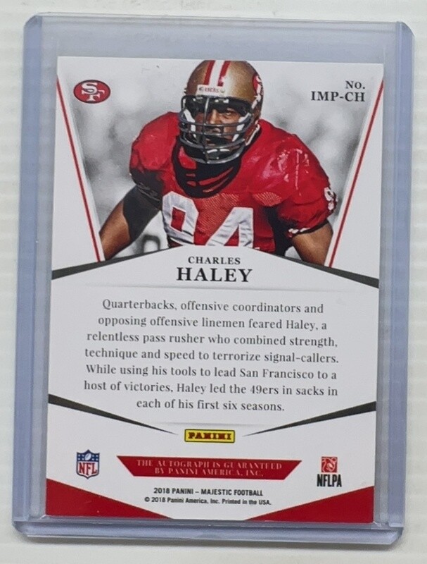 2018 Majestic Charles Haley Imposing Auto Autograph #85/99 49ers | eBay