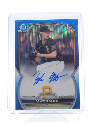ZANDER MUETH 2023 BOWMAN CHROME DRAFT 1ST BLUE WAVE AUTO /150 Q0566 | eBay