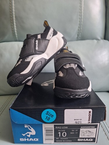 SHAQ Basketball Shoes Sneaker Black White Boys 10 RAQ Low Hook/Loop New ...