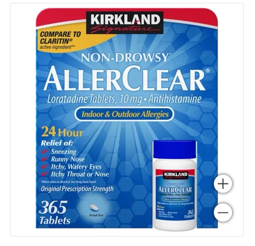 Kirkland Signature Non-Drowsy AllerClear Antihistamine 10 mg., 365 ...