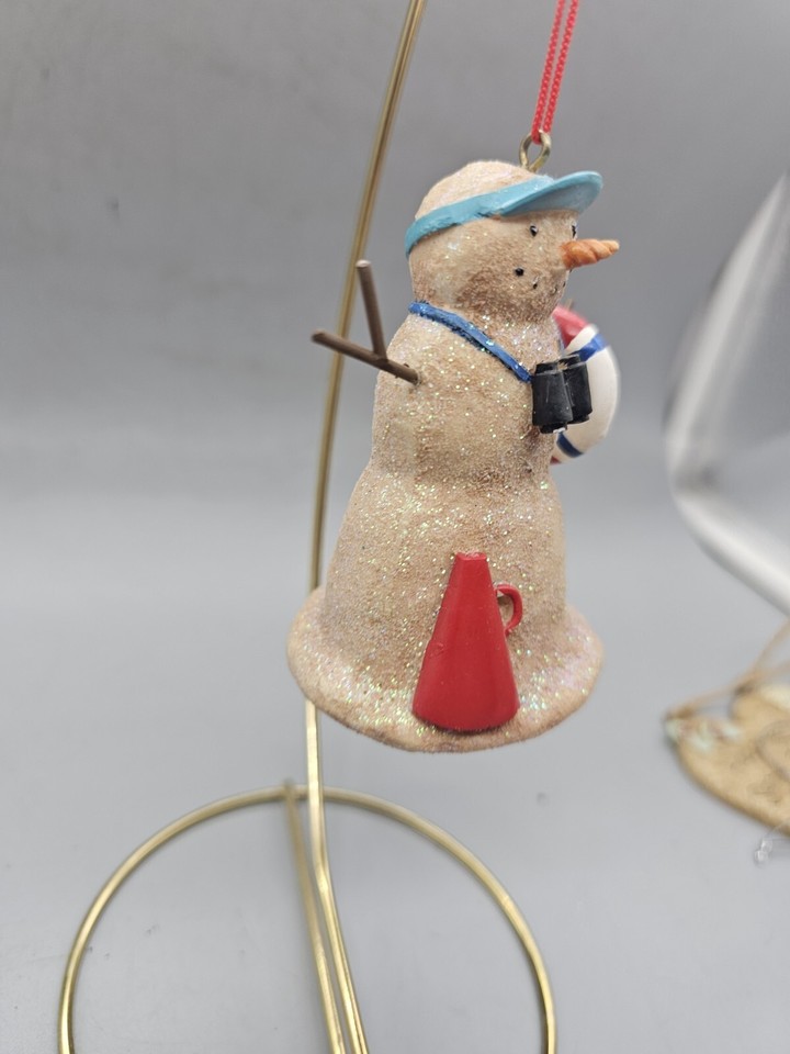 Beach Christmas Ornaments Crab Bell Sand Snowman Heart Sun Fish Lot Of ...