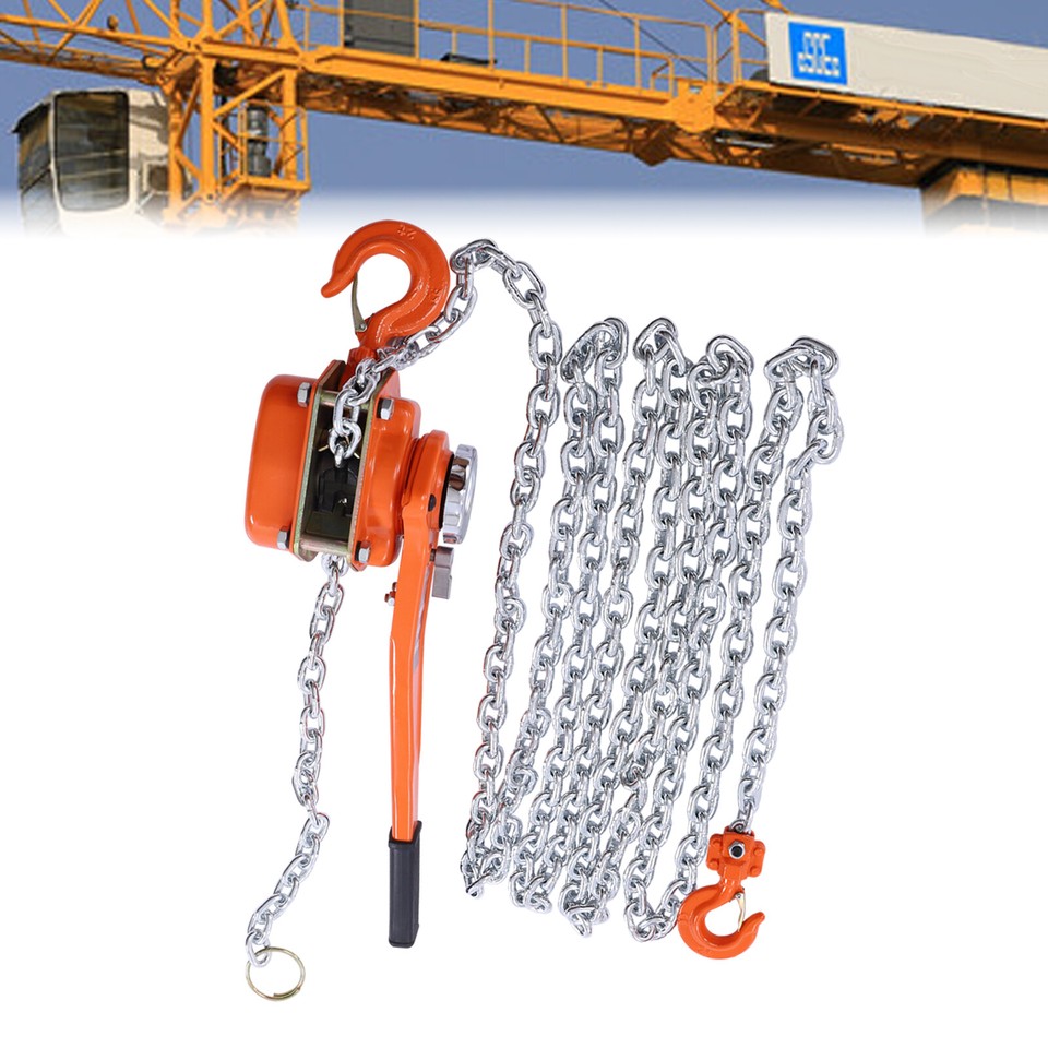 1.5T Chain Hoist 20FT Puller Block Fall Chain Lift Hand Tool w/ 2 Hook ...