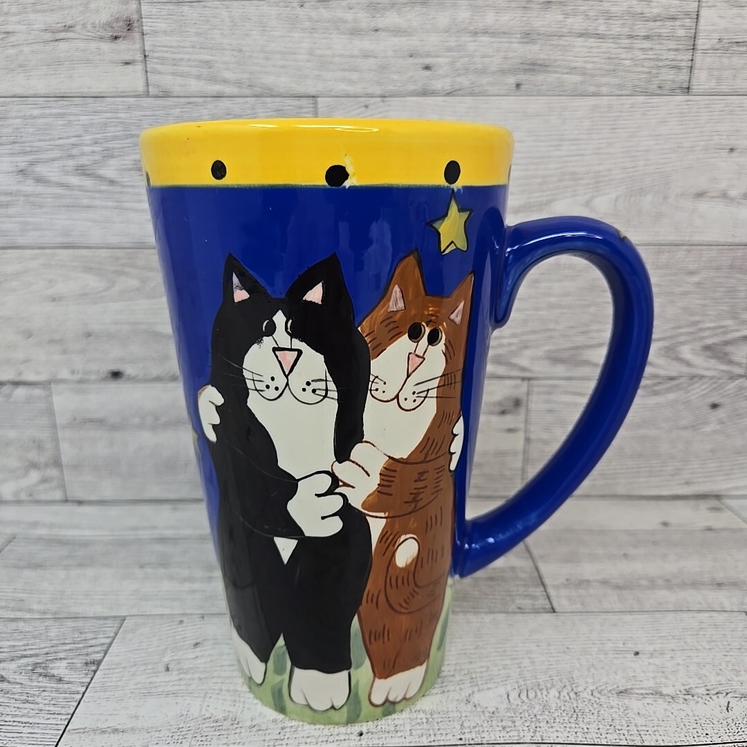 Catzilla Coffee Mug Cup 6" Tall Cats Hugging 14 Oz Ceramic Candace ...