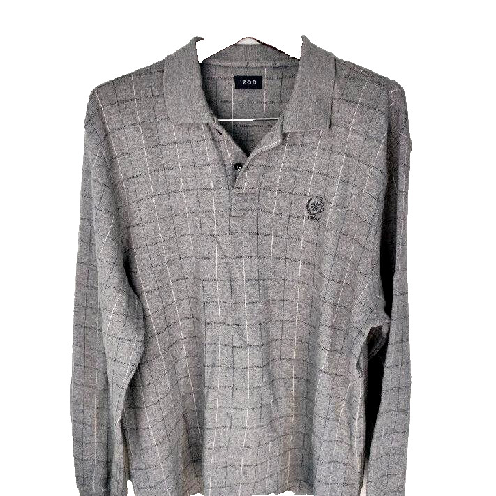 IZOD Logo Golf Men L Grid Pattern Pullover Soft Touch… - Gem