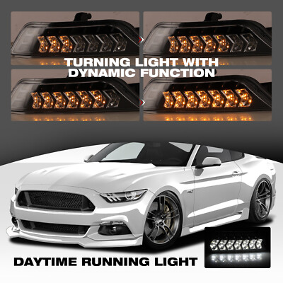 LED DRL Sequential Turn Signals Dynamic for 2015-2017 Ford Mustang ...