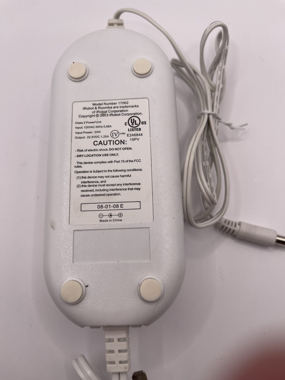 Genuine iRobot Roomba 17062 Charger Power Supply Adapter Cord 500/600 ...