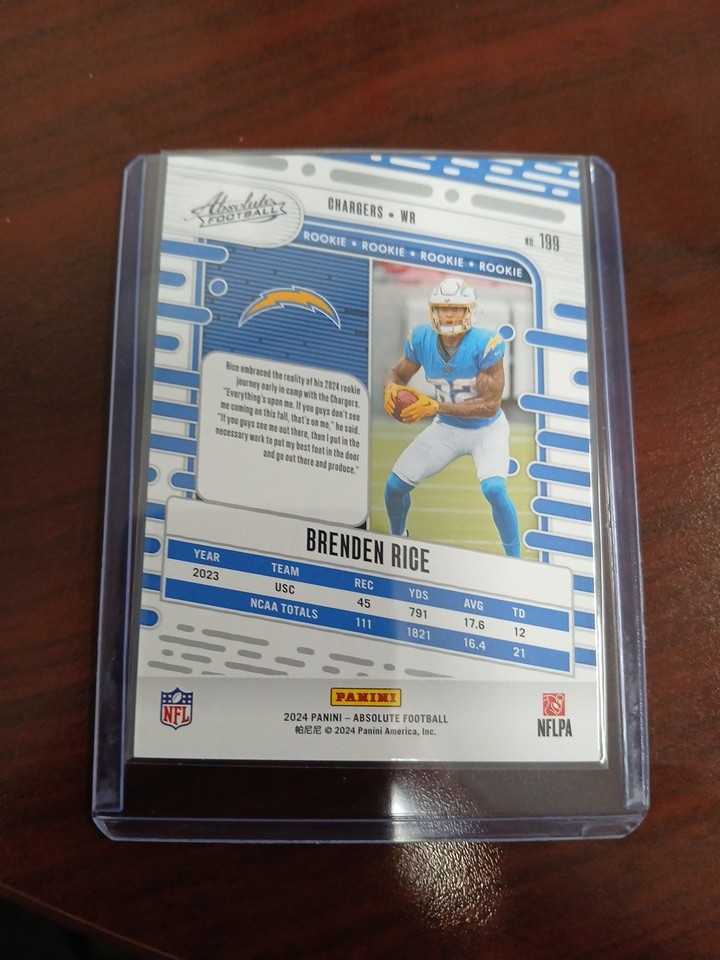 2024 Panini Absolute - Rookies Brenden Rice #199 Red (RC) Los Angeles ...