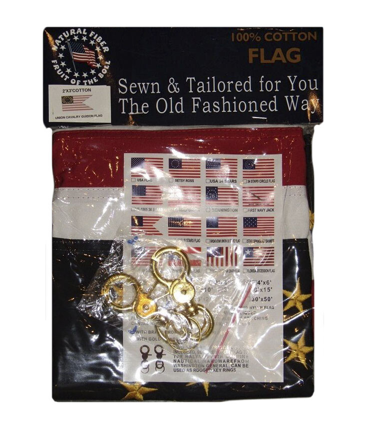 COTTON Union Cavalry Guidon 2x3 ft Embroidered Flag Civil War 35 Star ...