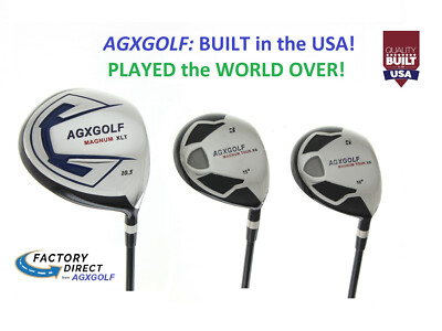AGXGOLF MEN'S MAGNUM XS DRIVER + 3 & 5 WOODS SET RIGHT HAND; ANY FLEX ...