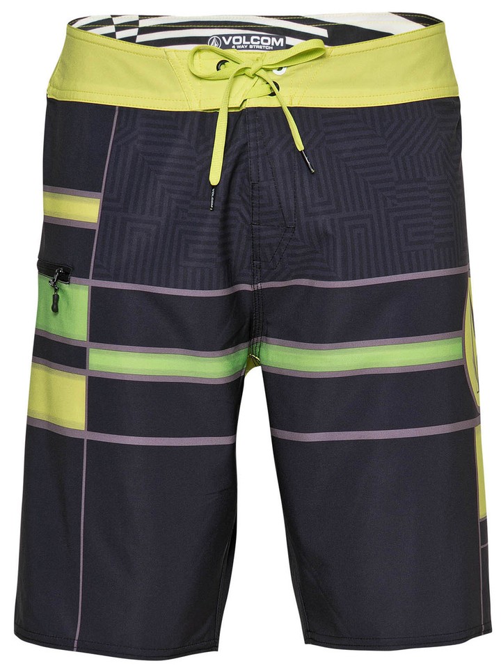 NEW VOLCOM sz 32 board shorts Big Mon black geometric swim 4 way ...