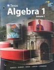 HMH Algebra 1 Texas: Interactive Student Edition Volume 1 2016 - GOOD ...