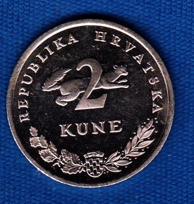2017 Croatia coin 2 Kune, Croatian text -TUNJ, Copper, nickel, zinc ...