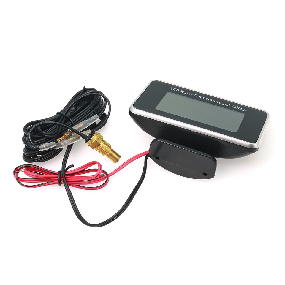 2 In1 Car Digital LCD Water Temperature Meter Voltmeter Gauge 12V/24V ...