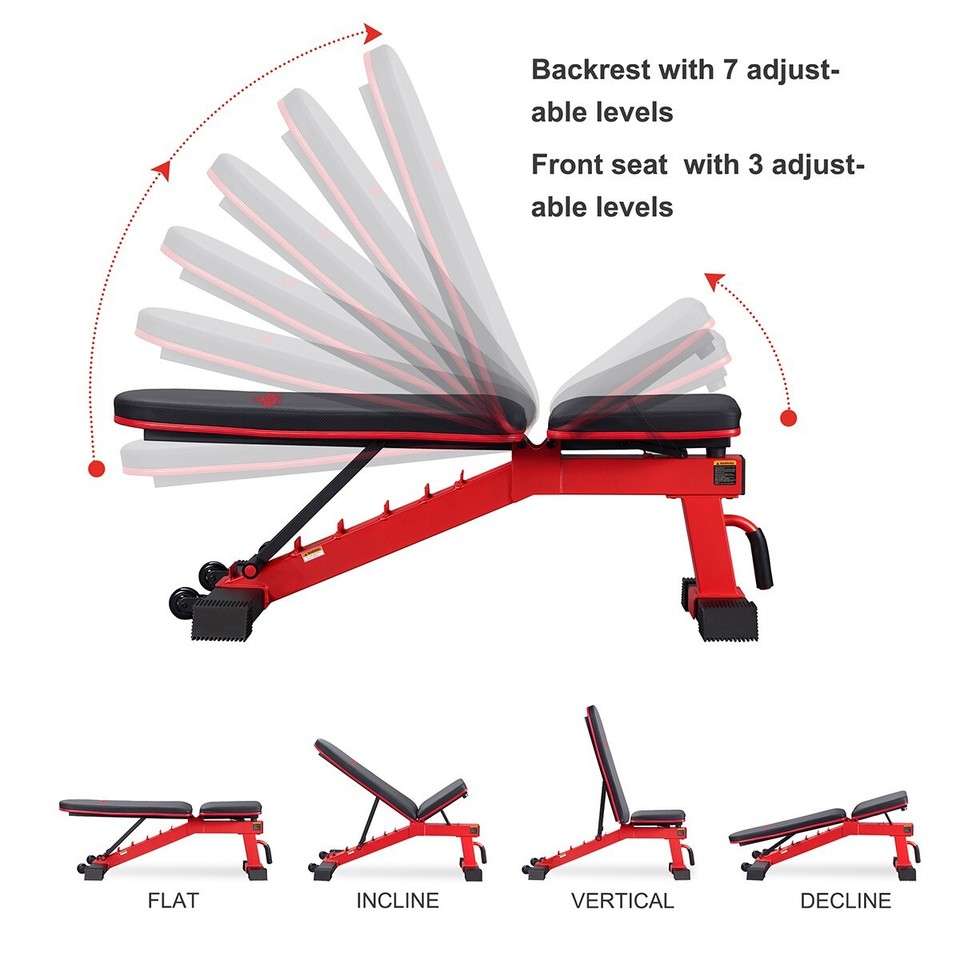 Adjustable Weight Dumbbell Bench Incline Decline Workout Exercise ...