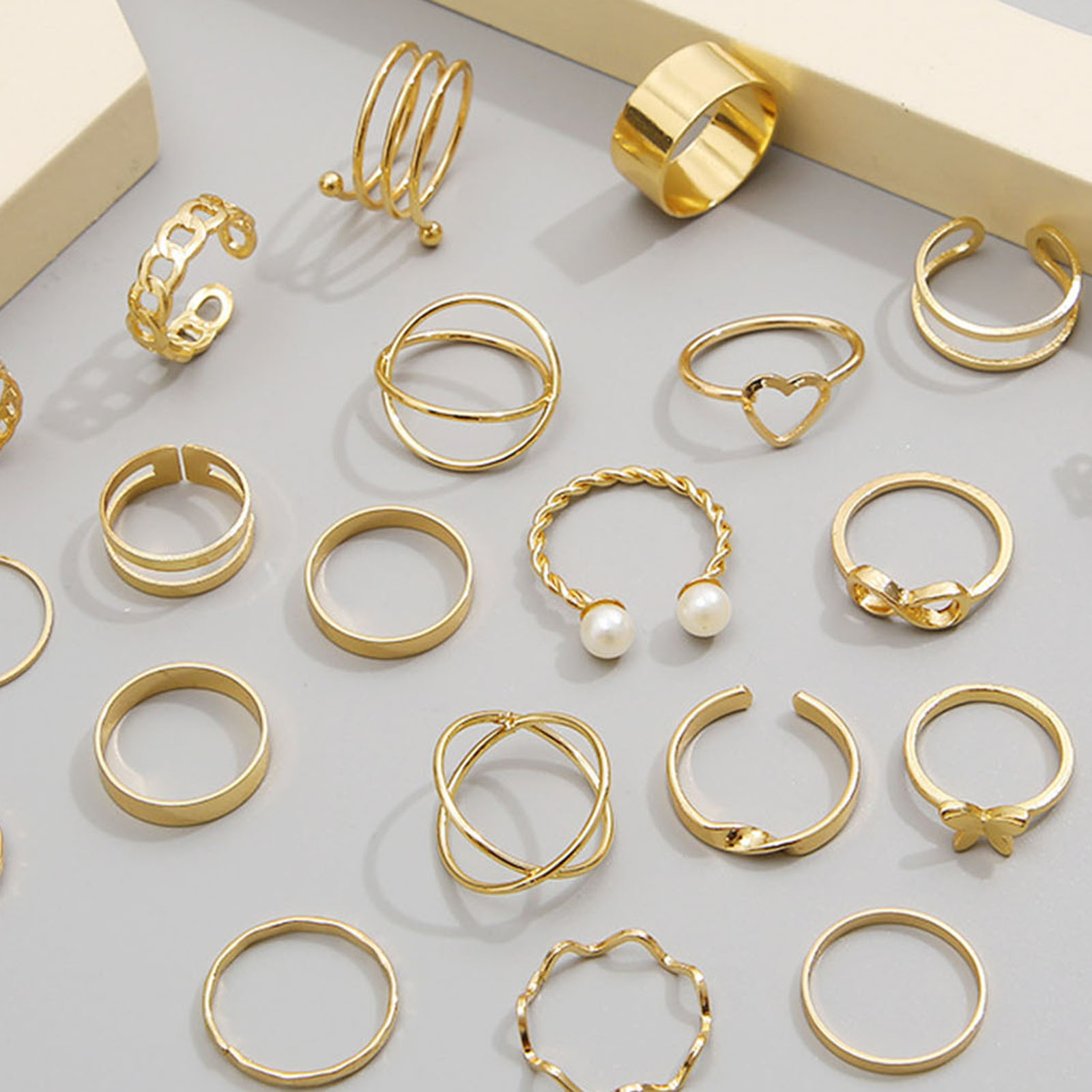 22pcs/set Female Rings Alloy Gift Butterflies Decor Female Rings ...