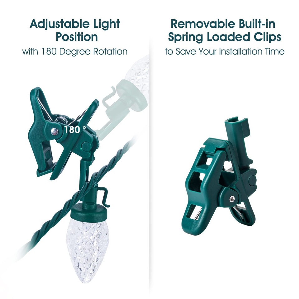 C9 LED Christmas Lights Outdoor, 68 Feet 100 LED C9 String Lights with ...