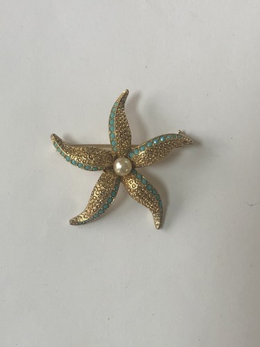 Vintage Designer KRAMER Signed Faceted Turquoise RS’s STAR FISH Brooch ...