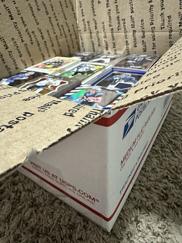 Medium Flat Rate Box Of Football Cards (Color, Rookies, Base) Most 2024 ...