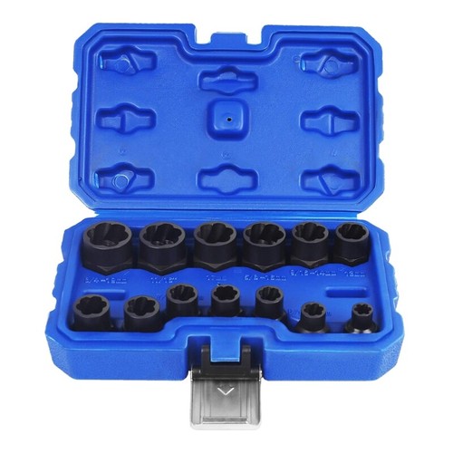 13 Pc Nut Removal Sets Extractor Socket Tool Kit with Blue Storage Box ...